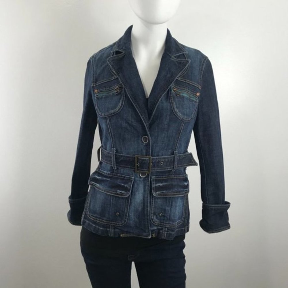 Zara Trf 100% Belted Denim Jacket - Gem